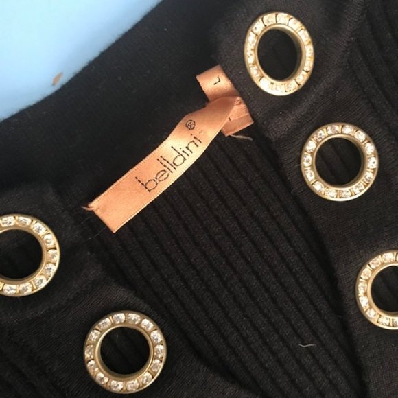 Belldini | Sweaters | Belldini Bk Sweater Wgold Circle Rhinestone Vneck ...